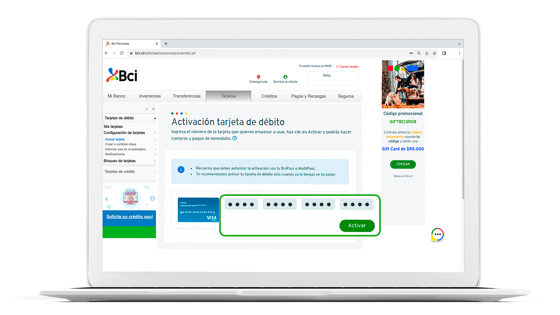 ¿Cómo activar tu Tarjeta de Débito desde Banco en Línea? | Banco Bci