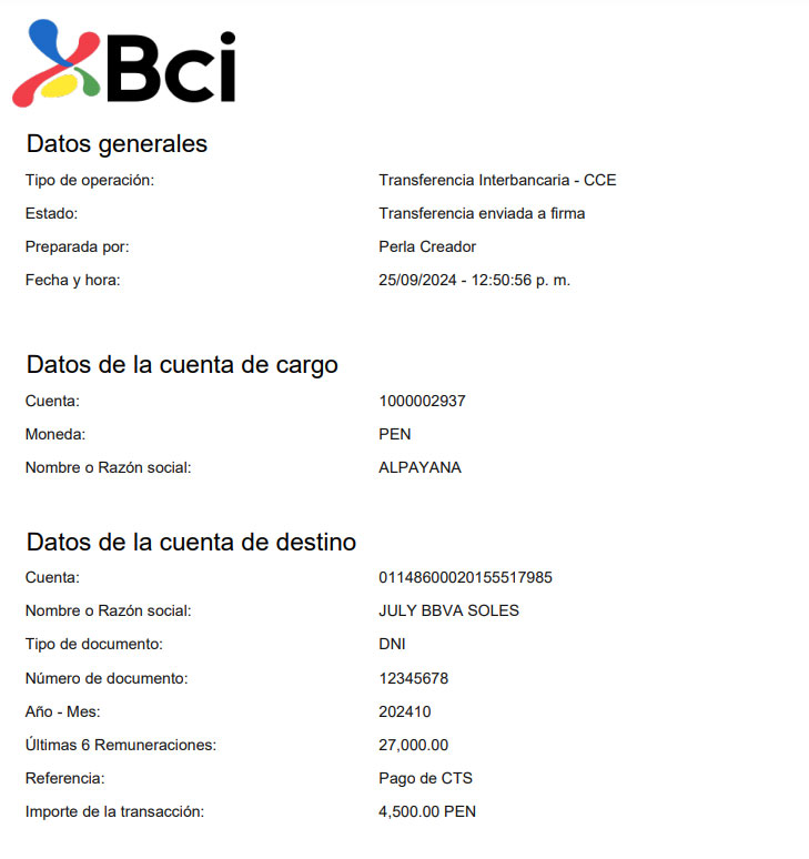 Guia de Pagos CTS | Banco Bci Perú
